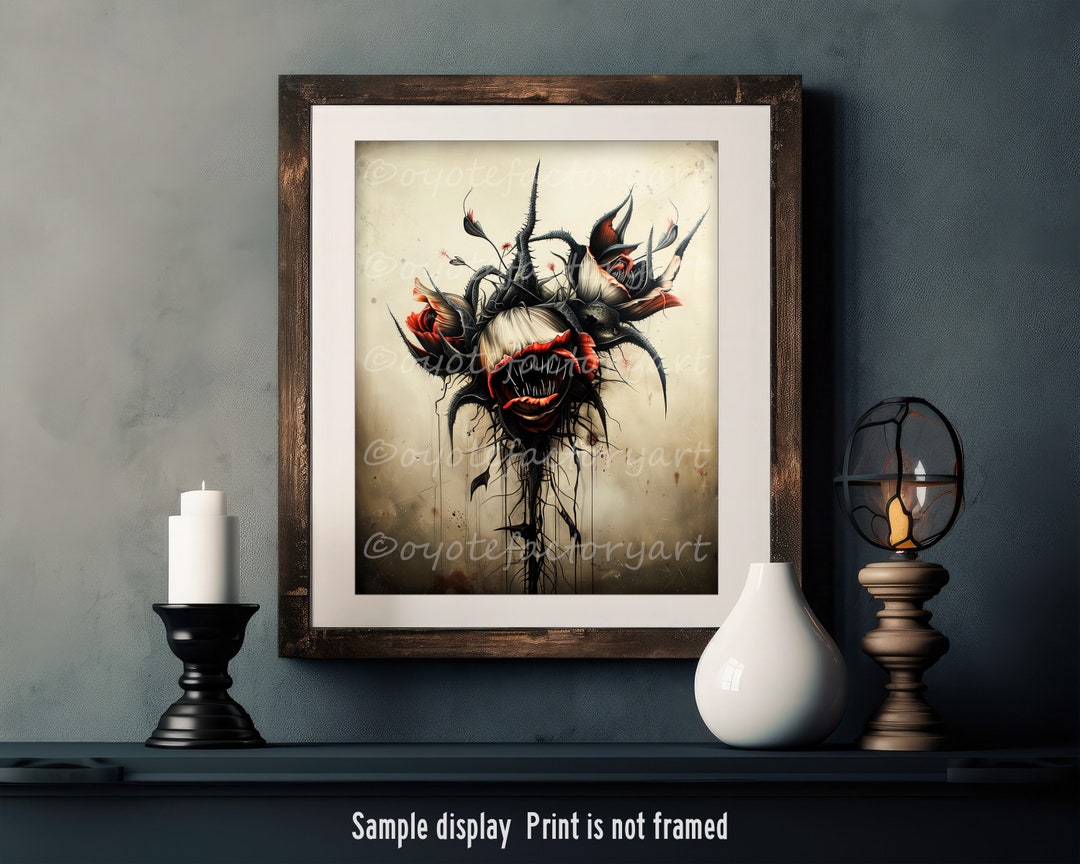 Creepy Surreal Flowers, Weird Spooky Gothic Botanical, Scary Poster ...