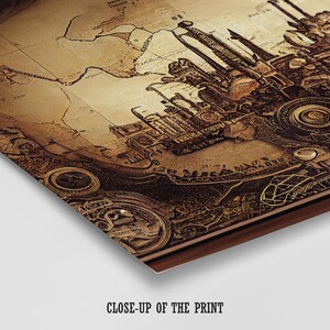 Antique Steampunk World Map Giclee Print, Gift for Dad, Unique ...