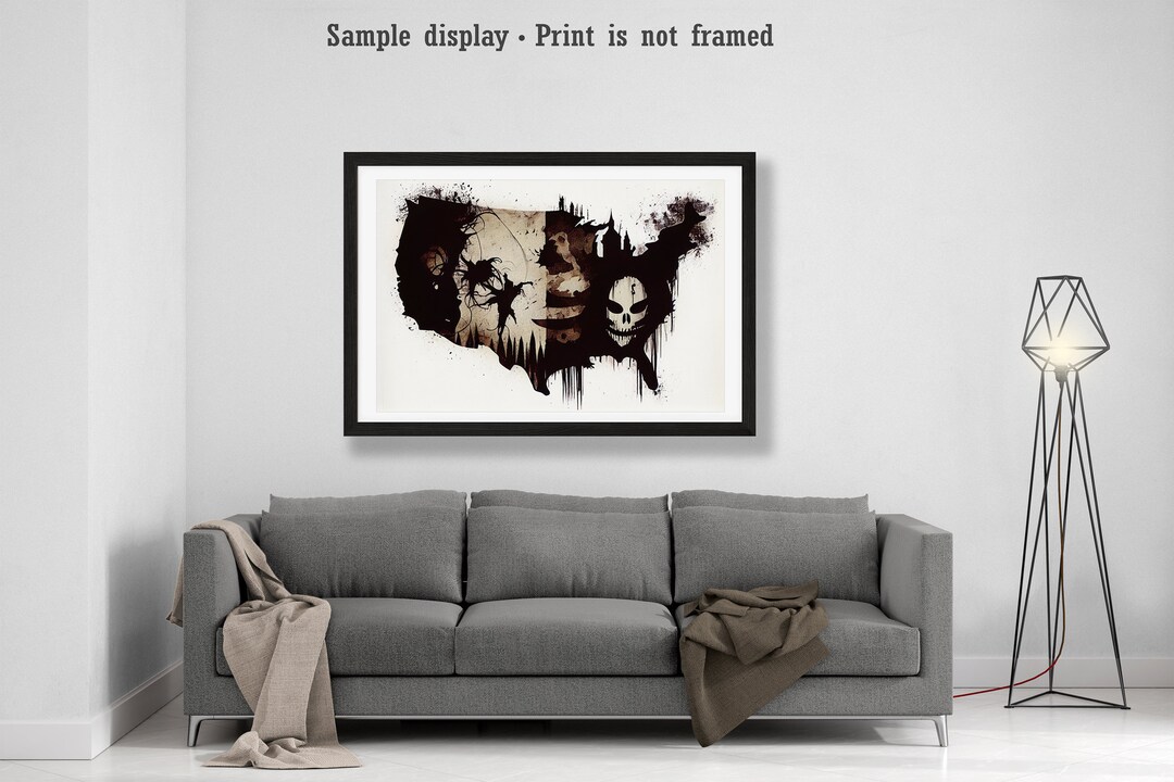Spooky US Map Art Print, Haunted America Poster or Canvas - Etsy