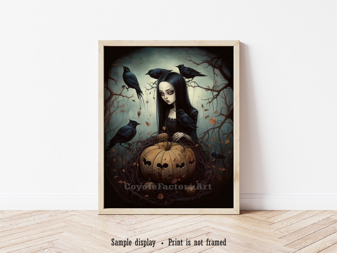 Gothic Goth Girl Halloween Art Print or Canvas, Spooky Surrealist ...