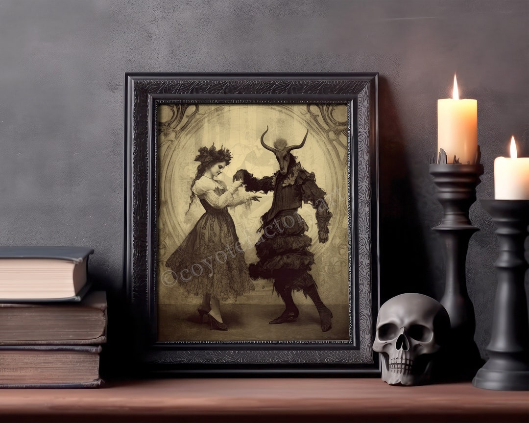 Occult Woman and Baphomet Weird Dance, Goat Vintage Gothic Photography ...