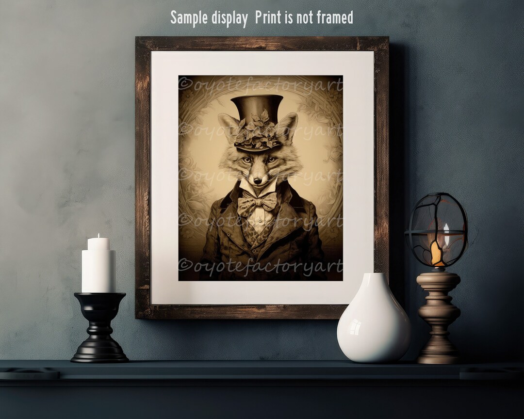 Fox Gothic Victorian Portrait Poster Print or Canvas, Mr Fox Vintage ...