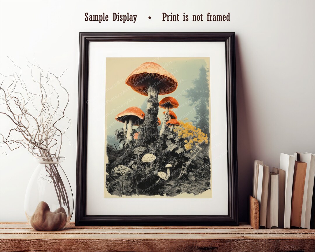 Forest Mushroom Print, Retro Farmhouse Style, Cottagecore Wall Art - Etsy
