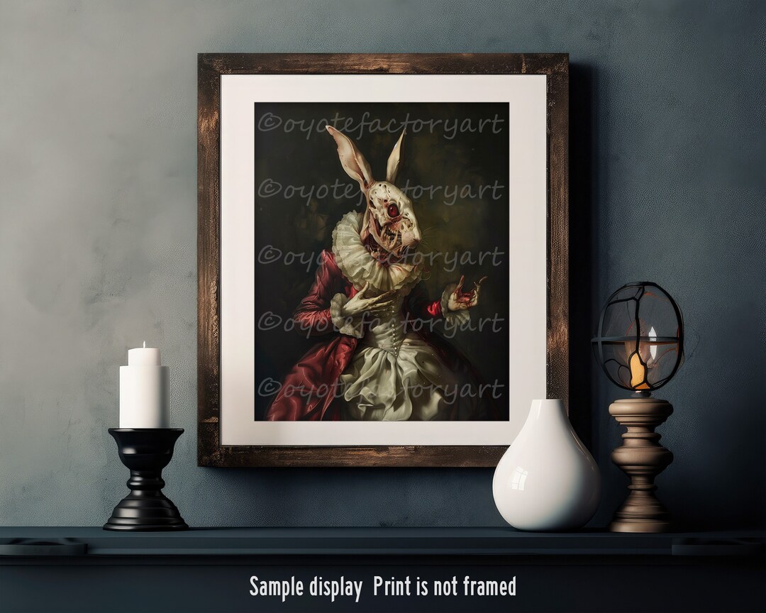 Horror Victorian Creepy Rabbit Poster Print or Canvas, Spooky Bunny ...