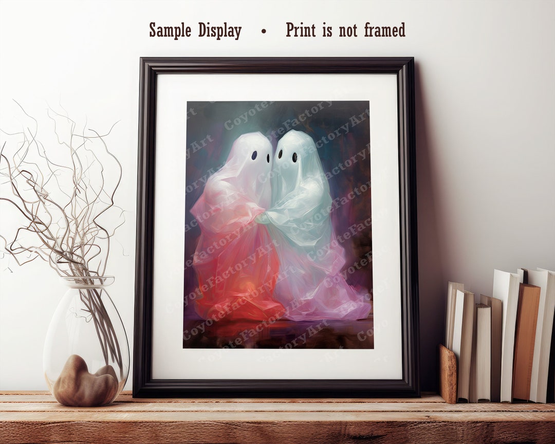 Ghost Hug Painting Poster Print, Ghosts Hugging, Couple Wedding Gift ...