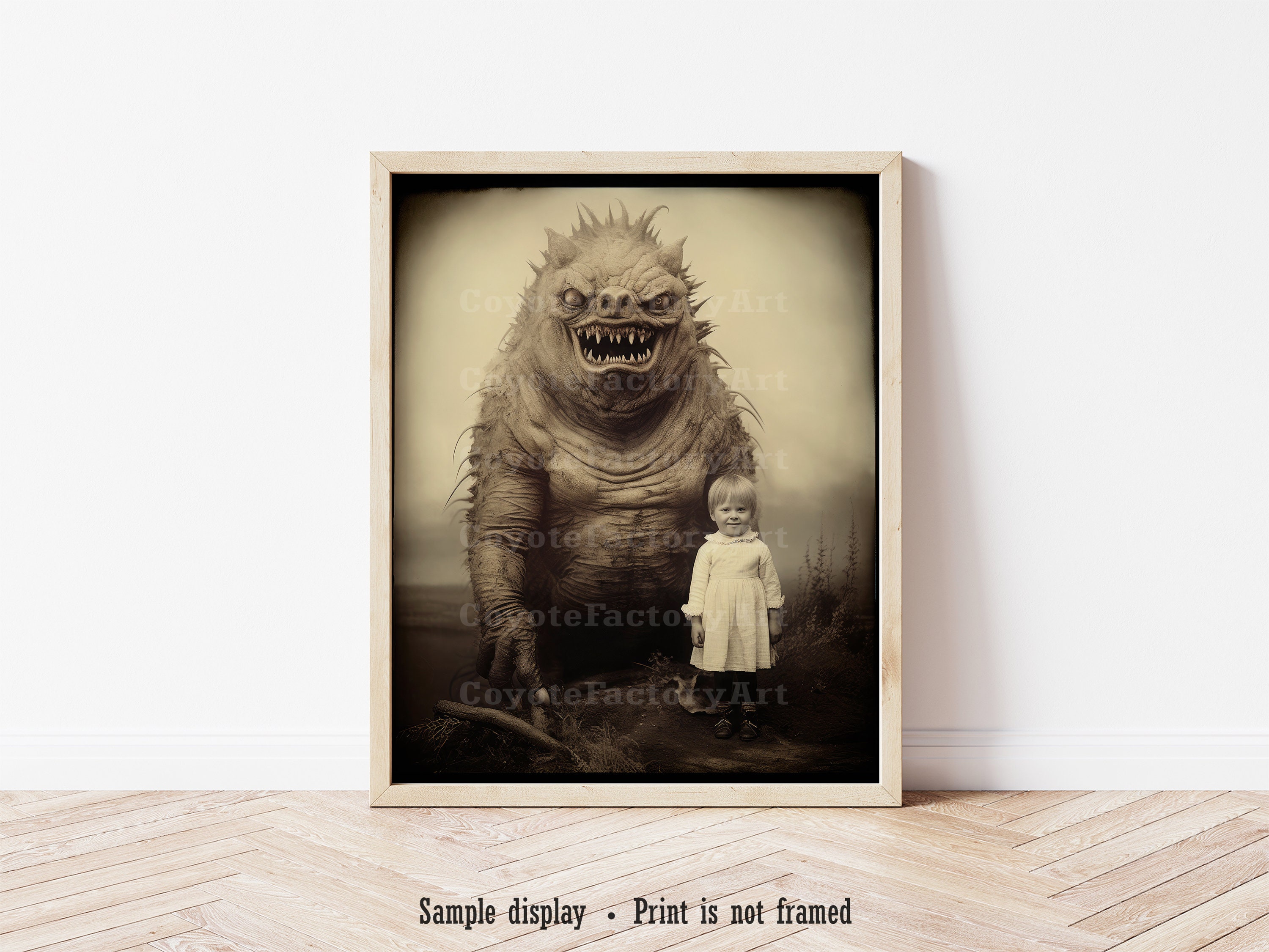 Odd Child and Creepy Monster, Vintage Weird Creature, Retro Disturbing ...