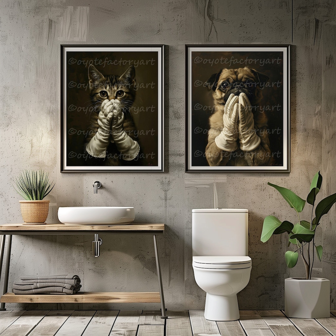 Bathroom Stinky Smell Funny Wall Art Set of 2 Poster Prints or Canvas ...