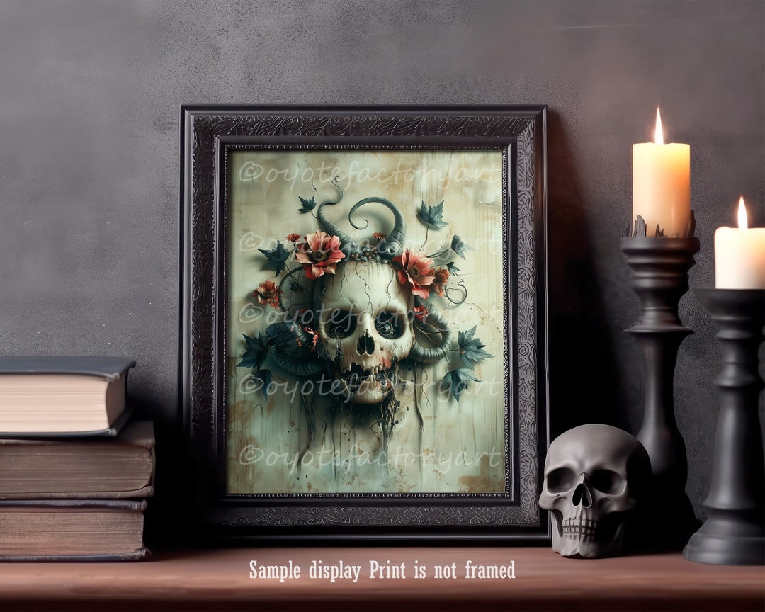 Occult Creepy Skull Flowers, Weird Spooky Gothic Botanical, Scary ...