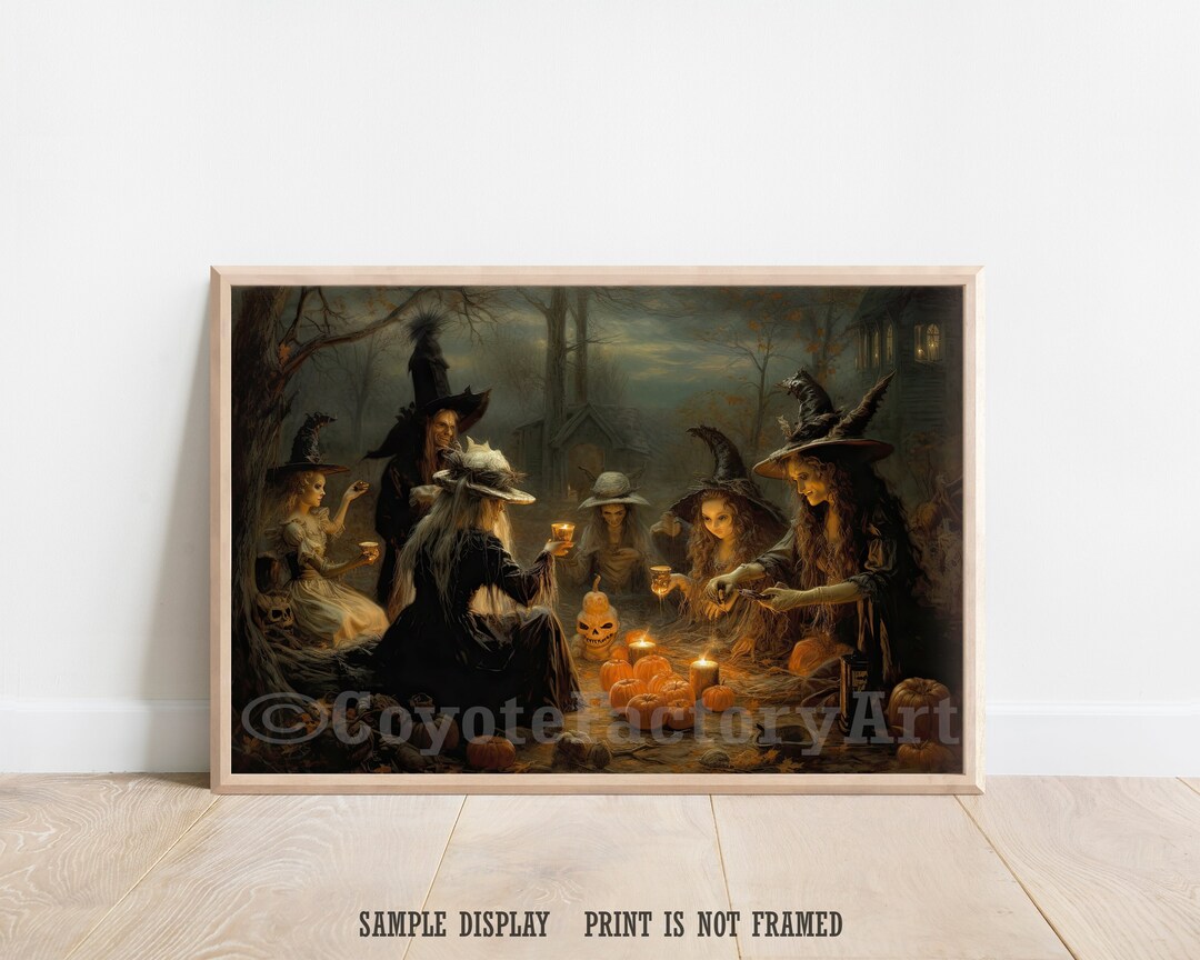 Halloween Witches Painting Poster Print or Canvas, Occult Gothic ...