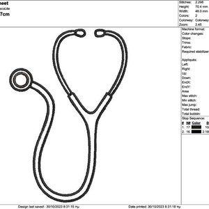 Stethoscope Outline Set of 5 Sizes/ Embroidery Digital File / Machine ...