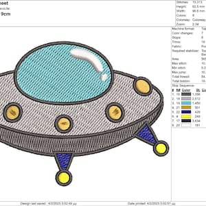 Cartoon UFO Set of 5 Sizes / Embroidery Digital File / Machine ...