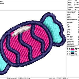 Cute Candy Set of 5 Sizes/ Embroidery Digital File / Machine Embroidery ...