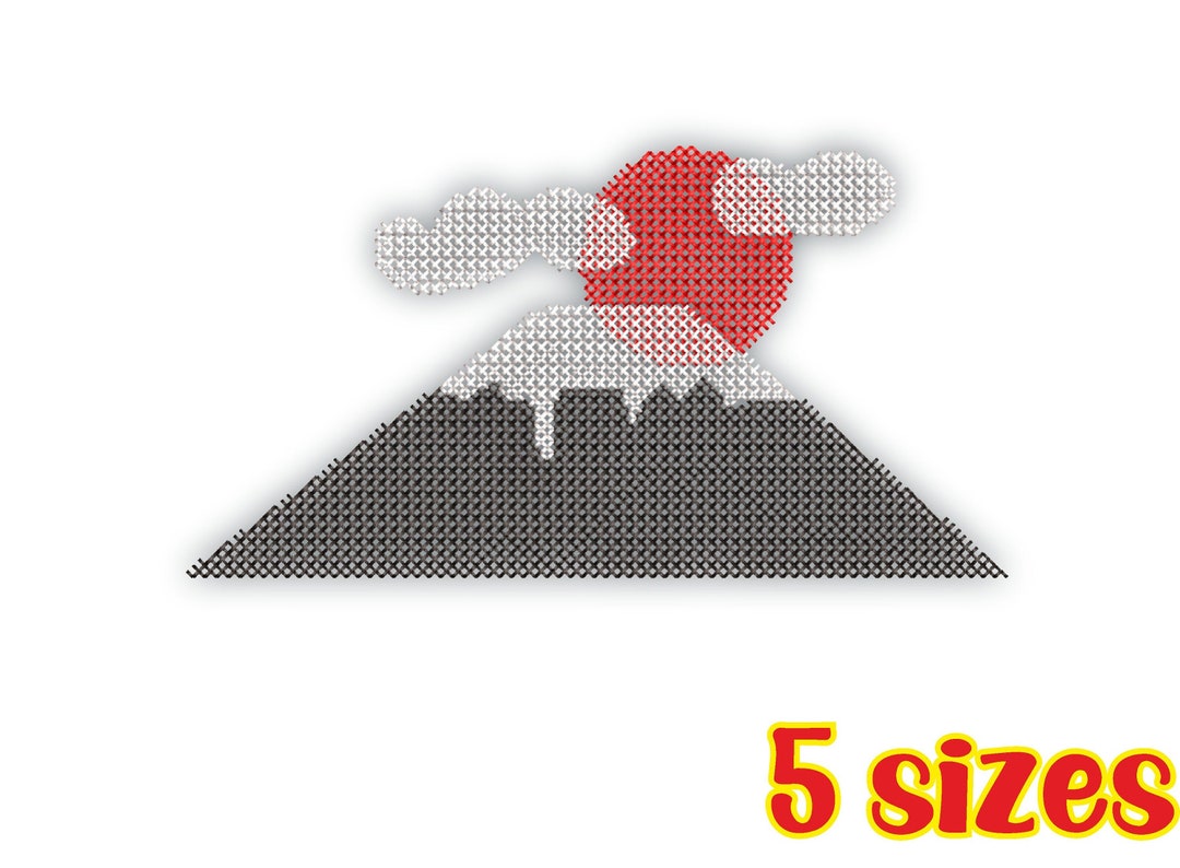 Mount Fuji Cross Stitch Set of 5 Sizes/ Embroidery Digital File ...
