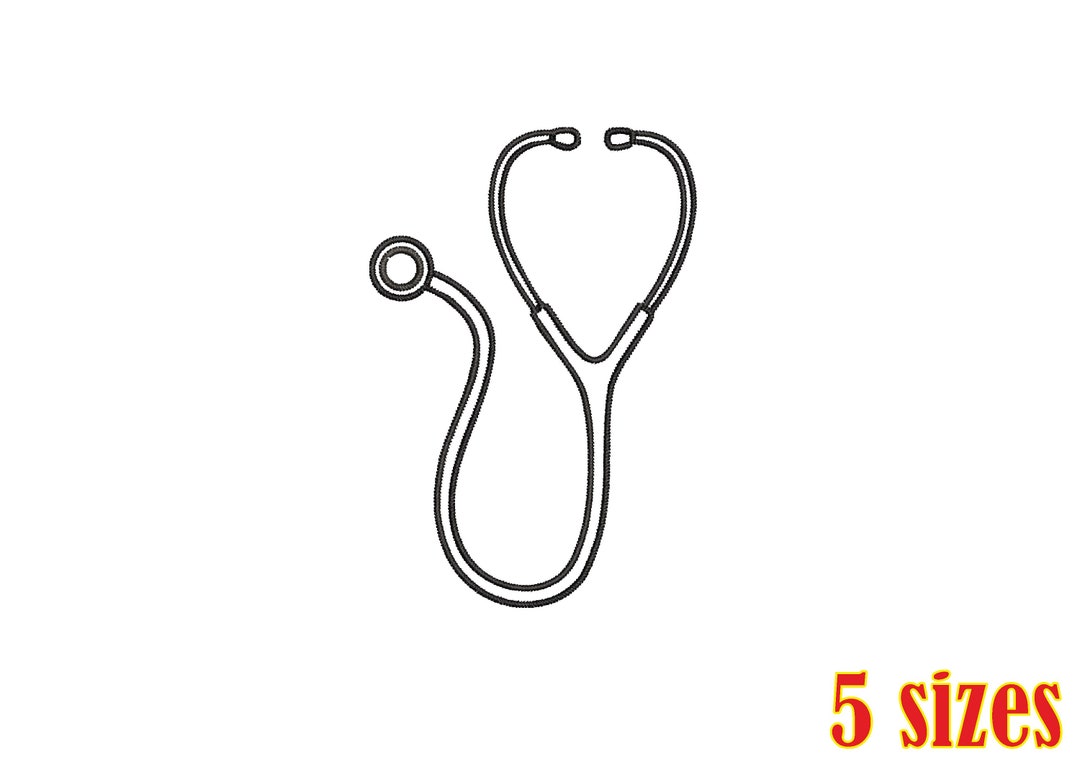 Stethoscope Outline Set of 5 Sizes/ Embroidery Digital File / Machine ...