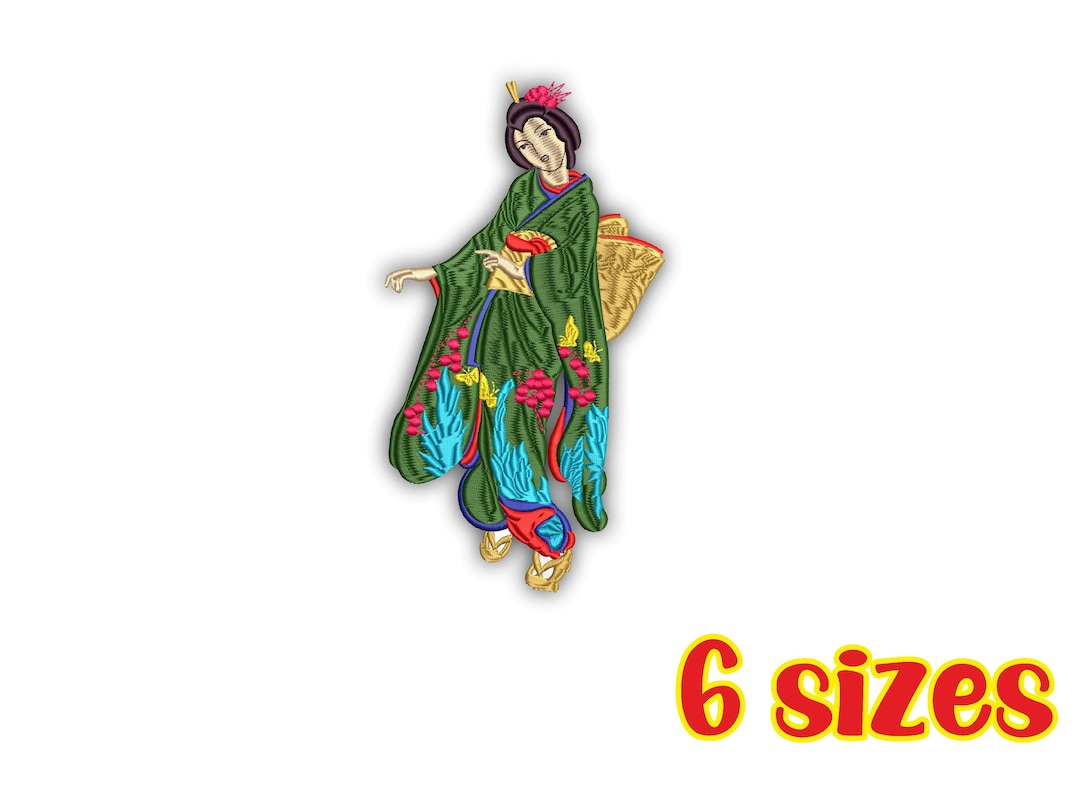 Geisha Set of 6 Sizes / Embroidery Digital File / Machine Embroidery ...