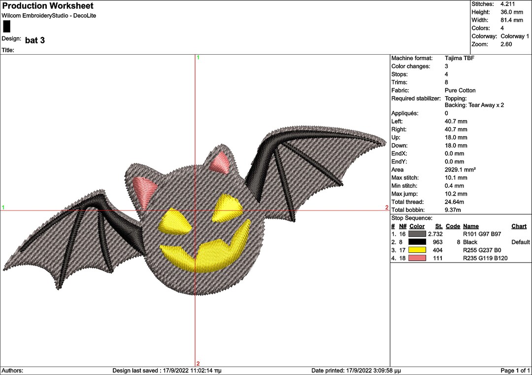 Scary Bat Embroidery Digital File / Machine Embroidery Digitizing ...