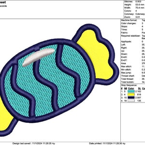 Cute Candy Set of 5 Sizes/ Embroidery Digital File / Machine Embroidery ...