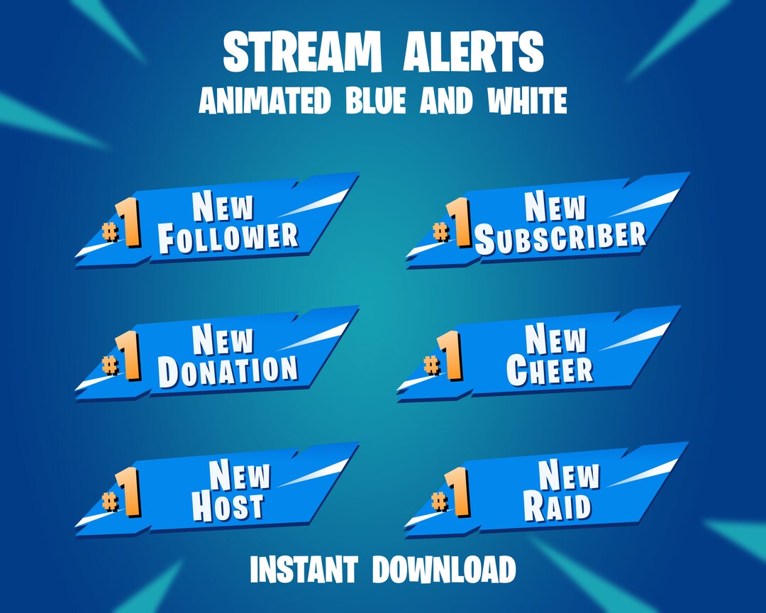 Animated Stream Alerts Blue & White, Blue Animated Twitch Alerts ...