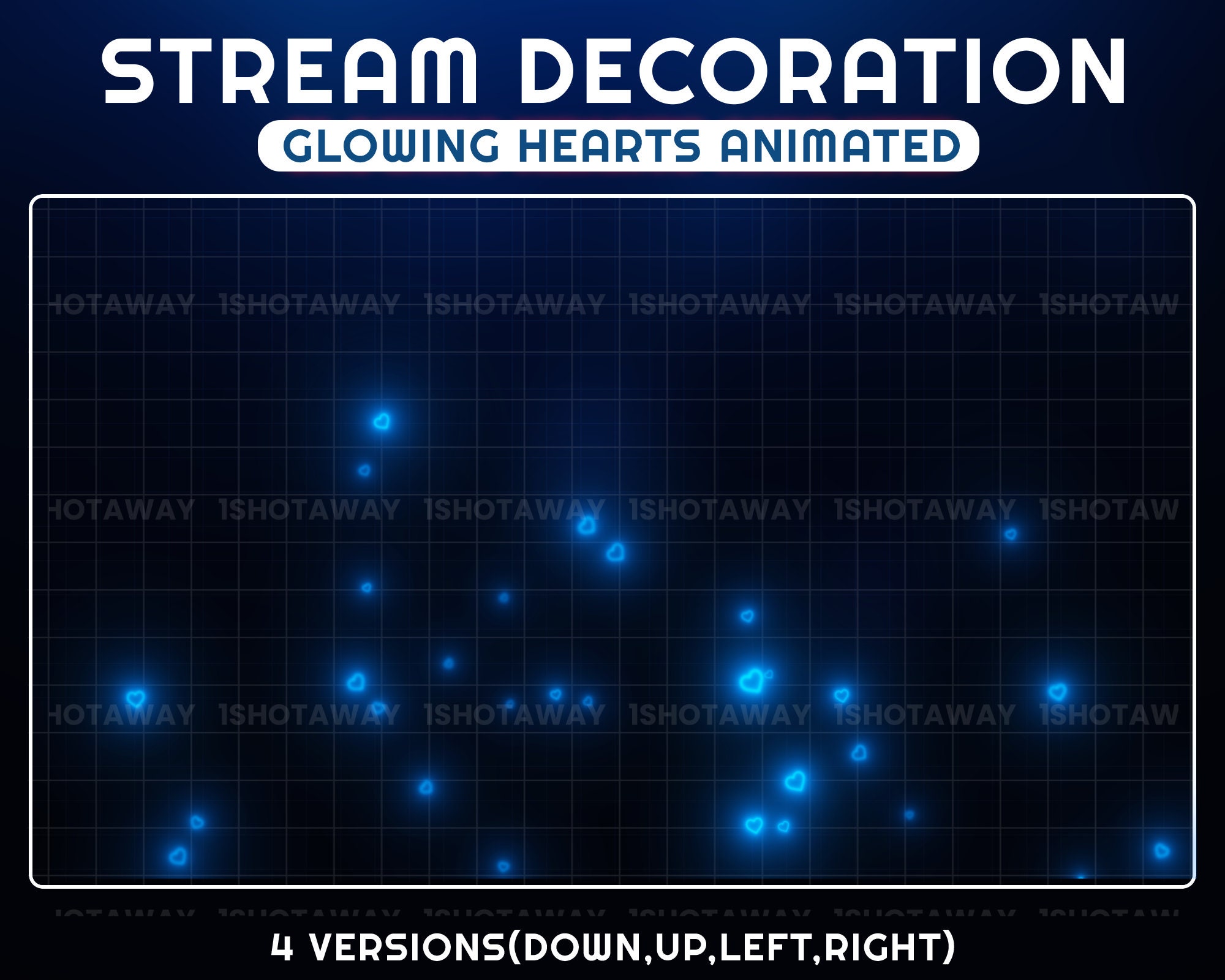 Animated Heart Glowing Stream Decoration, Glowing Blue Hearts Twitch ...