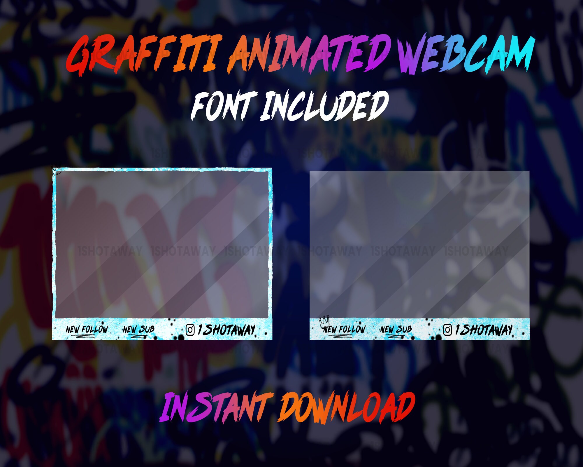 Graffiti Animated Webcam Twitch Overlay Paint Splatter Effect Webcam ...