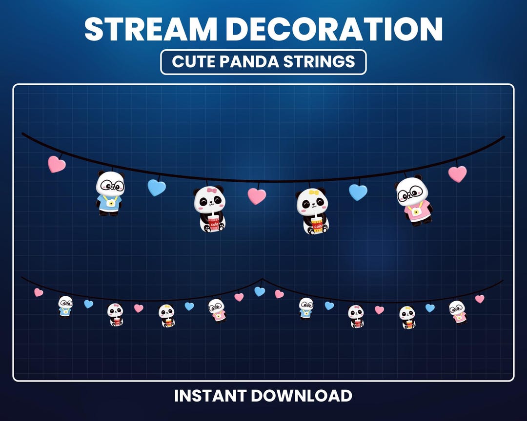 Animated Panda Pastel Twitch Overlay, Cute Stream Overlay, Panda ...