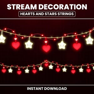 Animated Hearts Stars Lights Twitch Overlay, Valentine Stream Overlay ...