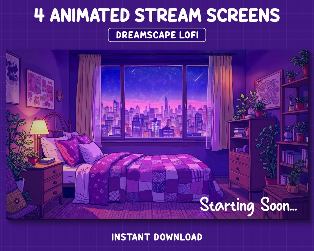 Cozy Bedroom Twitch Overlays, Animated Lofi Overlay, Cozy Stream ...