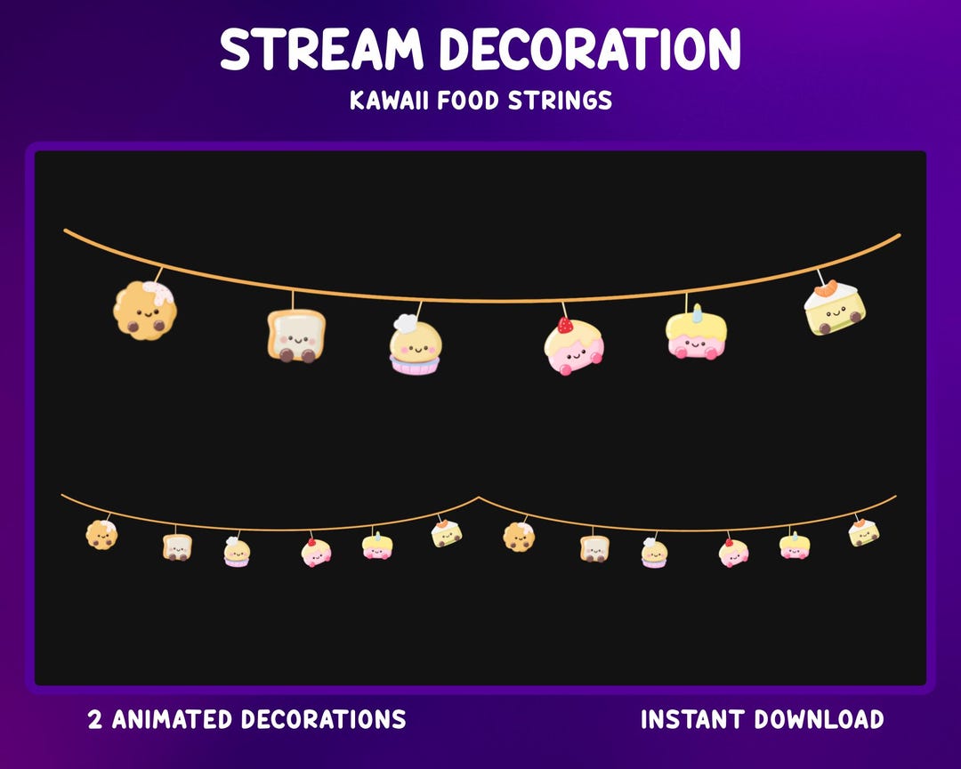Animated Food Twitch Overlay, Pastel Food Stream Decoration, Cute Foods ...