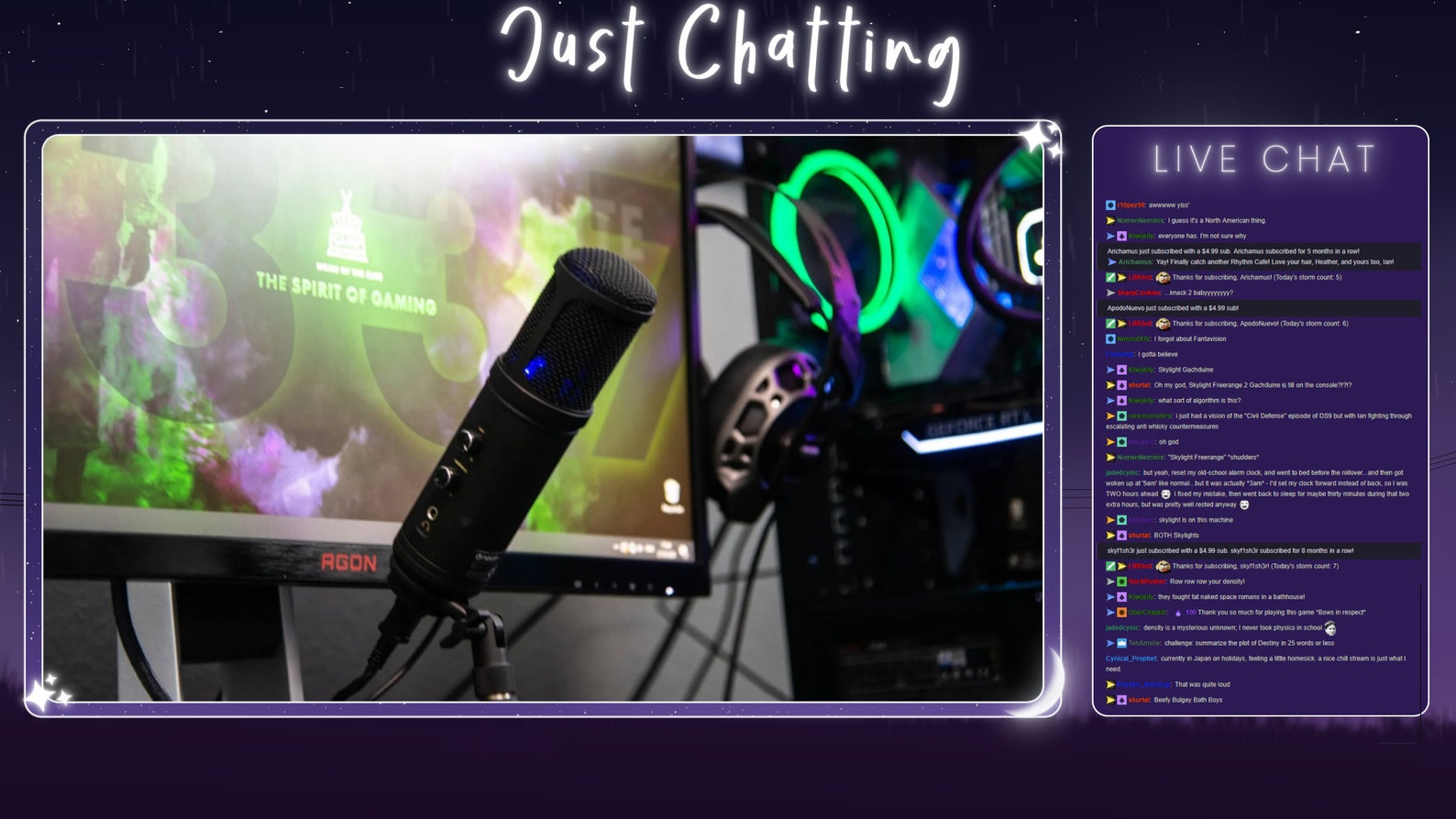Animated Twitch Overlay, Lofi Stream Overlay Pack, Aesthetic Purple ...