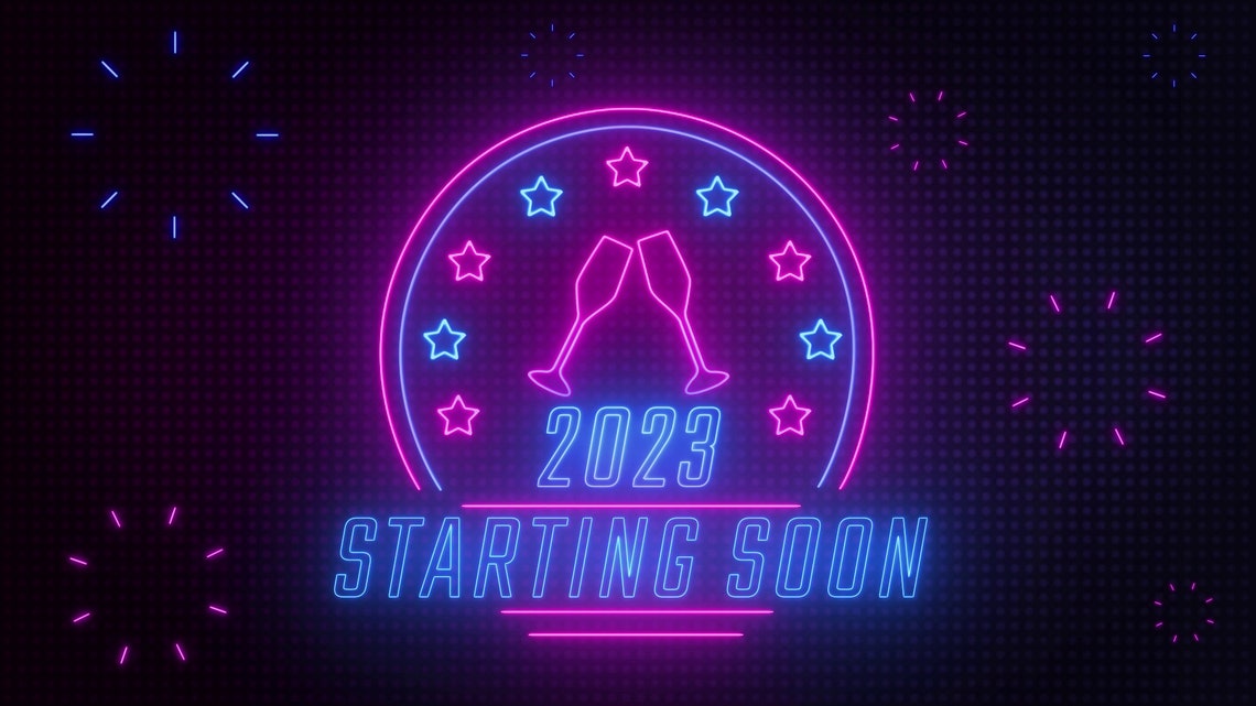 New Year Stream Overlays Animated Neon Pink Blue Twitch Pack - Etsy