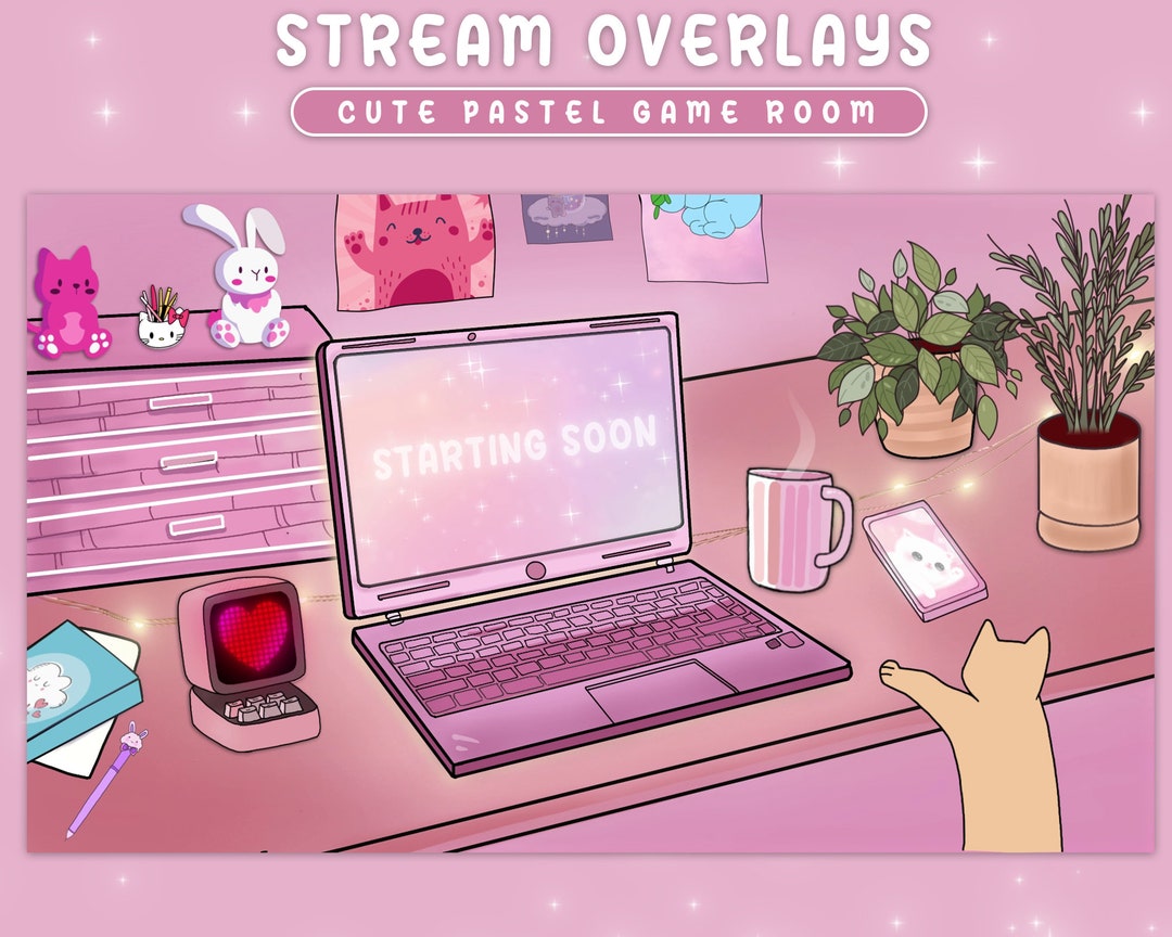 Cozy Animated Stream Overlay, Twitch Cute Animated Overlay, Cute Pastel ...