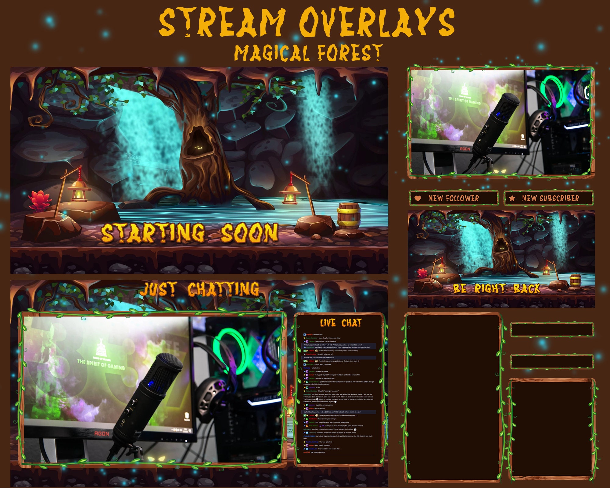 Animated Twitch Stream Overlays, Magical Forest Twitch Overlay, Glowing ...