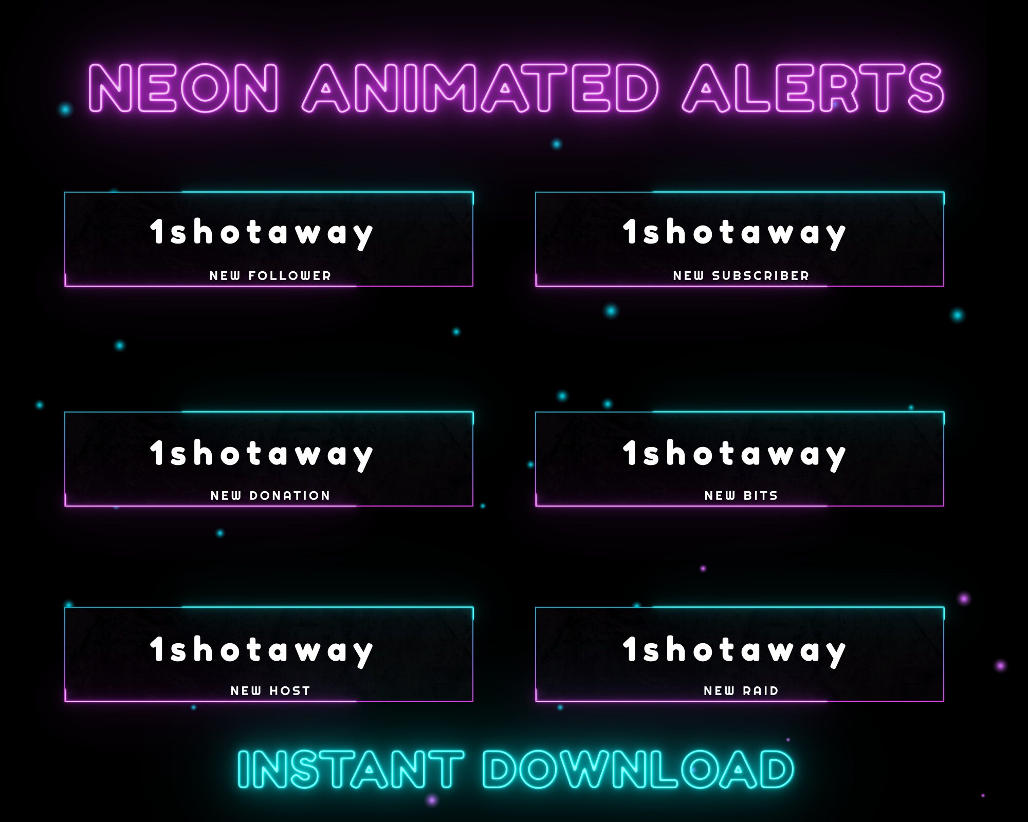 Animated Twitch Alerts Pack Pink Blue Neon Alerts Instant Download ...