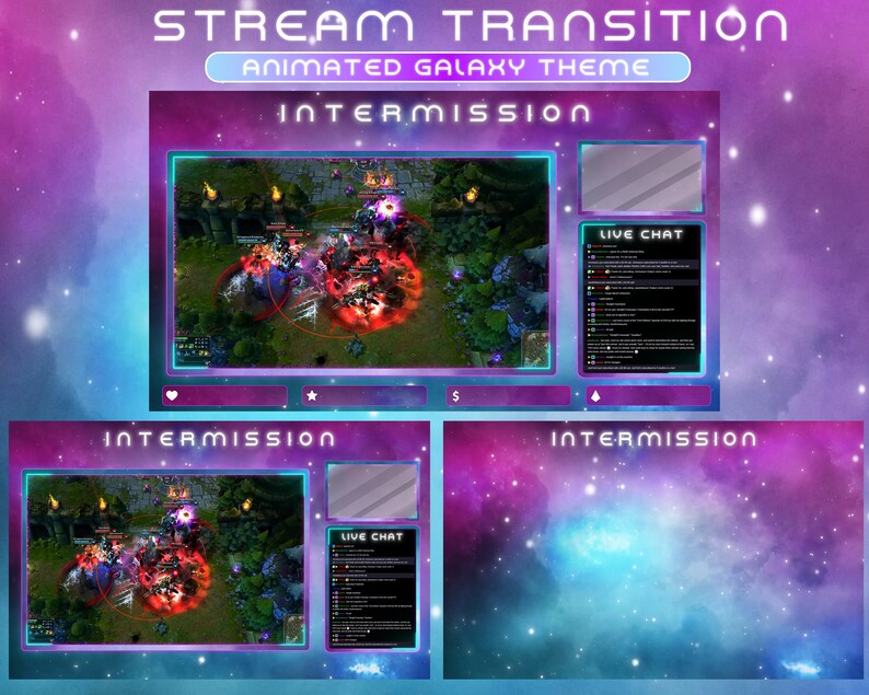 Galaxy Animated Twitch Overlay, Space Stream Overlay Pack, Stars Theme ...
