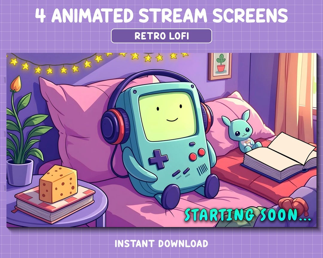 Retro Twitch Overlays, Animated Lofi Twitch Screens, Cozy Stream ...