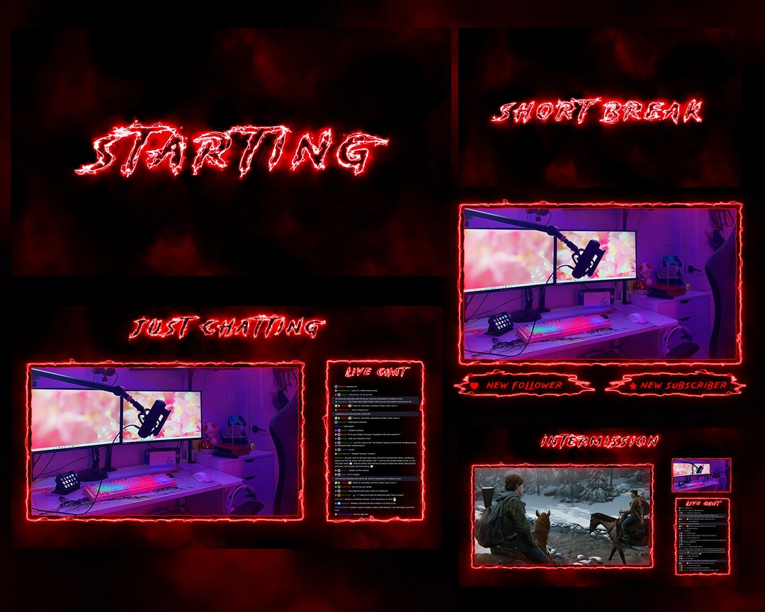 Horror Twitch Animated Overlay, Red & Black Stream Overlay, Spooky ...