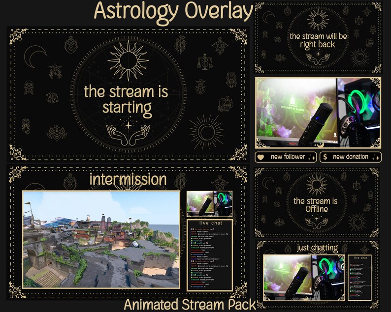 Twitch Animated Overlay Astrology Theme, Moon Stream Overlays ...