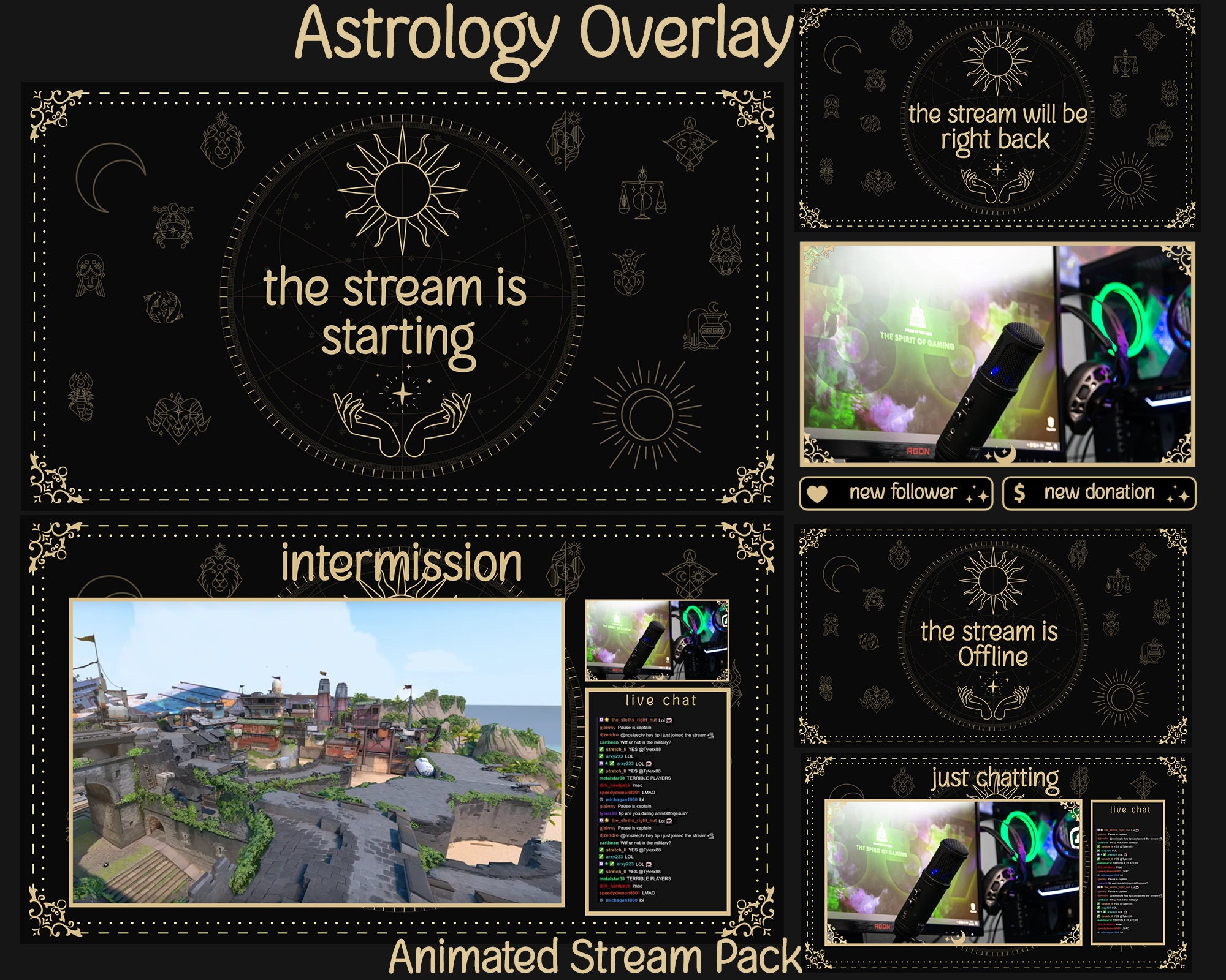 Twitch Animated Overlay Astrology Theme, Moon Stream Overlays ...