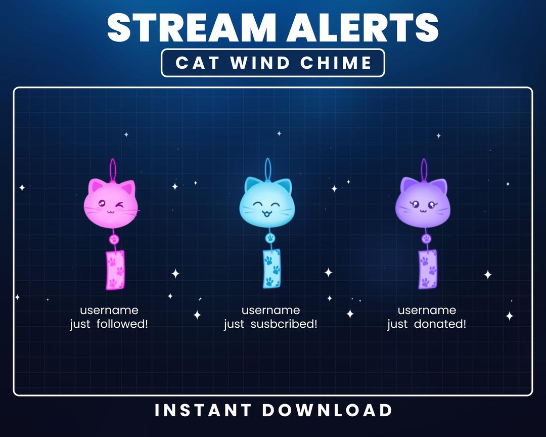 Twitch Animated Stream Alerts, Cute Cat Twitch Alerts, Cat Stream ...