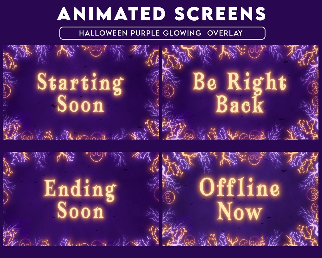 Twitch Halloween Animated Overlay, Purple Spooky Stream Overlay ...