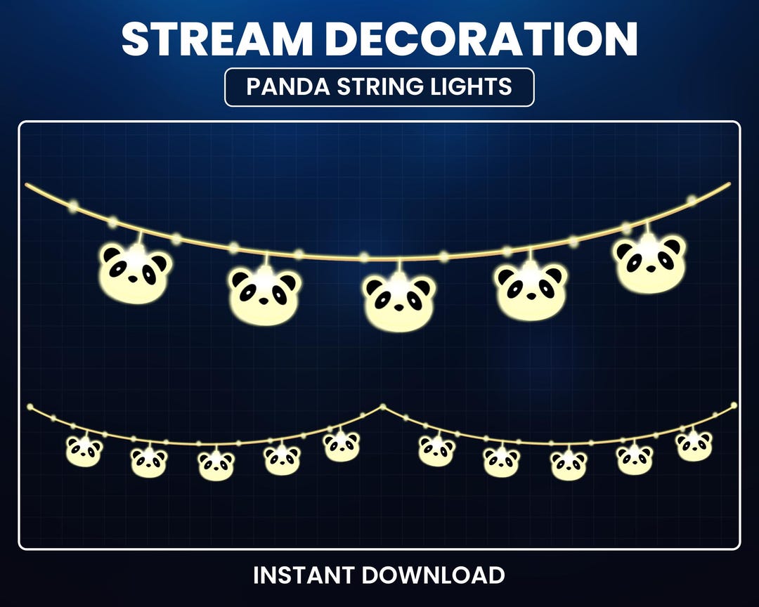 Animated Panda Lights Twitch Overlay, Cute Stream Overlay, Panda Lights ...