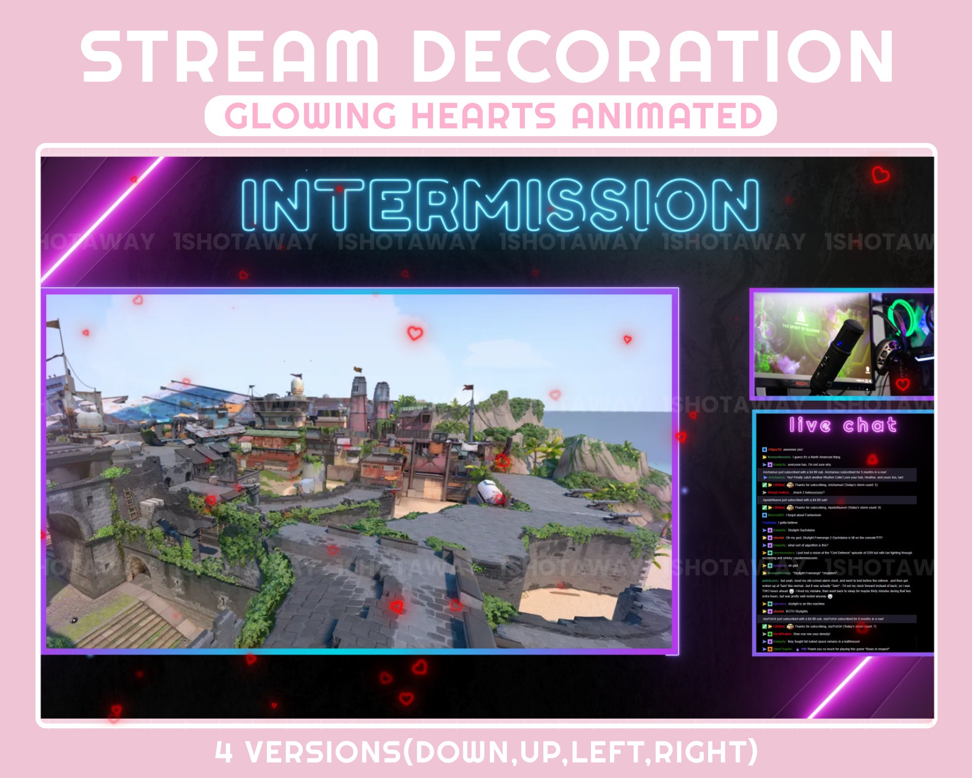 Stream Decoration Animated Heart Glowing, Glowing Red Hearts Twitch ...