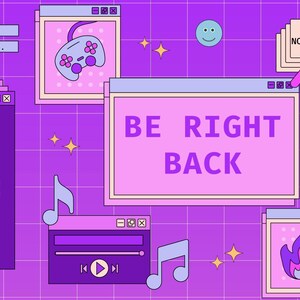 Twitch Retro Animated Overlay, Retro Computer Overlay, Pink Purple ...