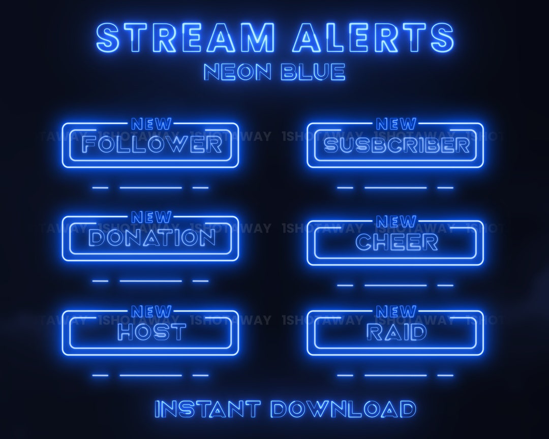 Twitch Animated Stream Alerts Neon, Blue Animated Twitch Alerts, Neon ...