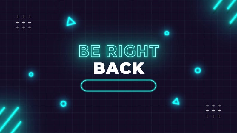 Neon Animated Twitch Overlays, Black and Cyan Glowing Stream Overlays ...