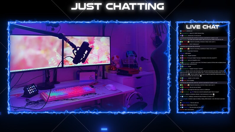 Neon Blue Animated Overlays Glowing Theme Streaming Pack / Twitch Pack ...
