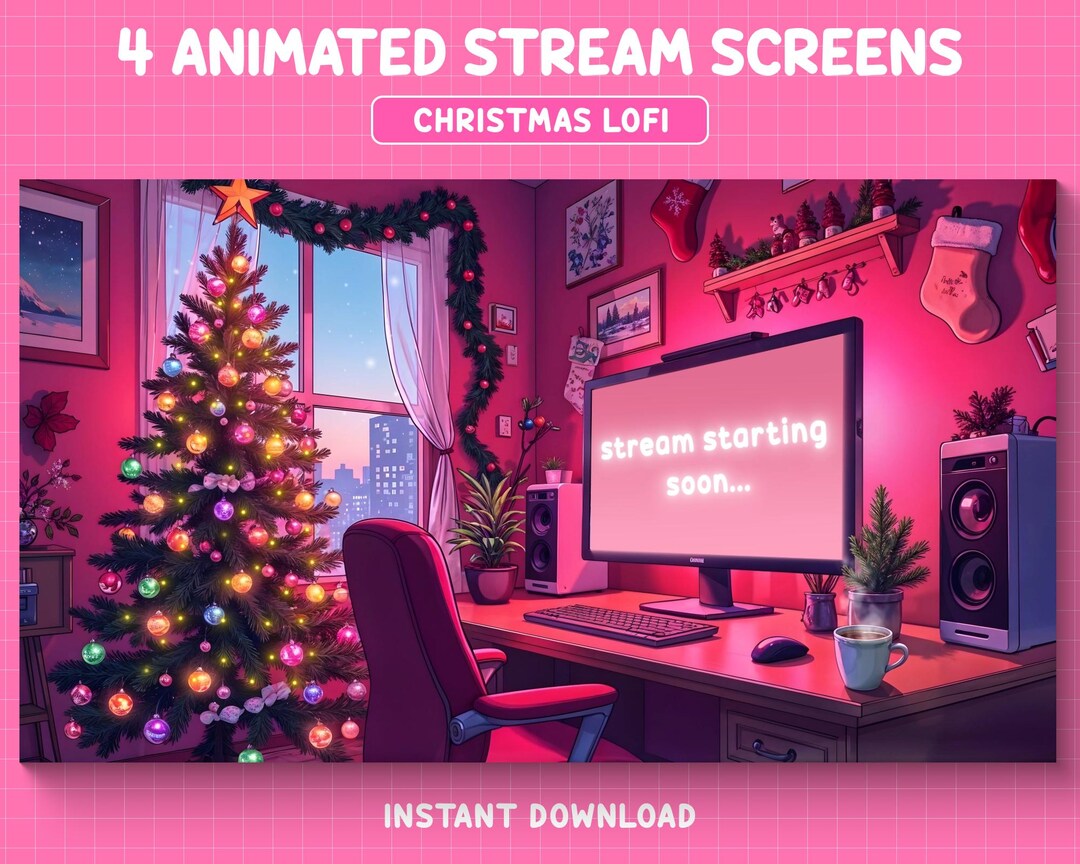 Christmas Twitch Overlays, Animated Christmas Twitch Screens, Cute ...