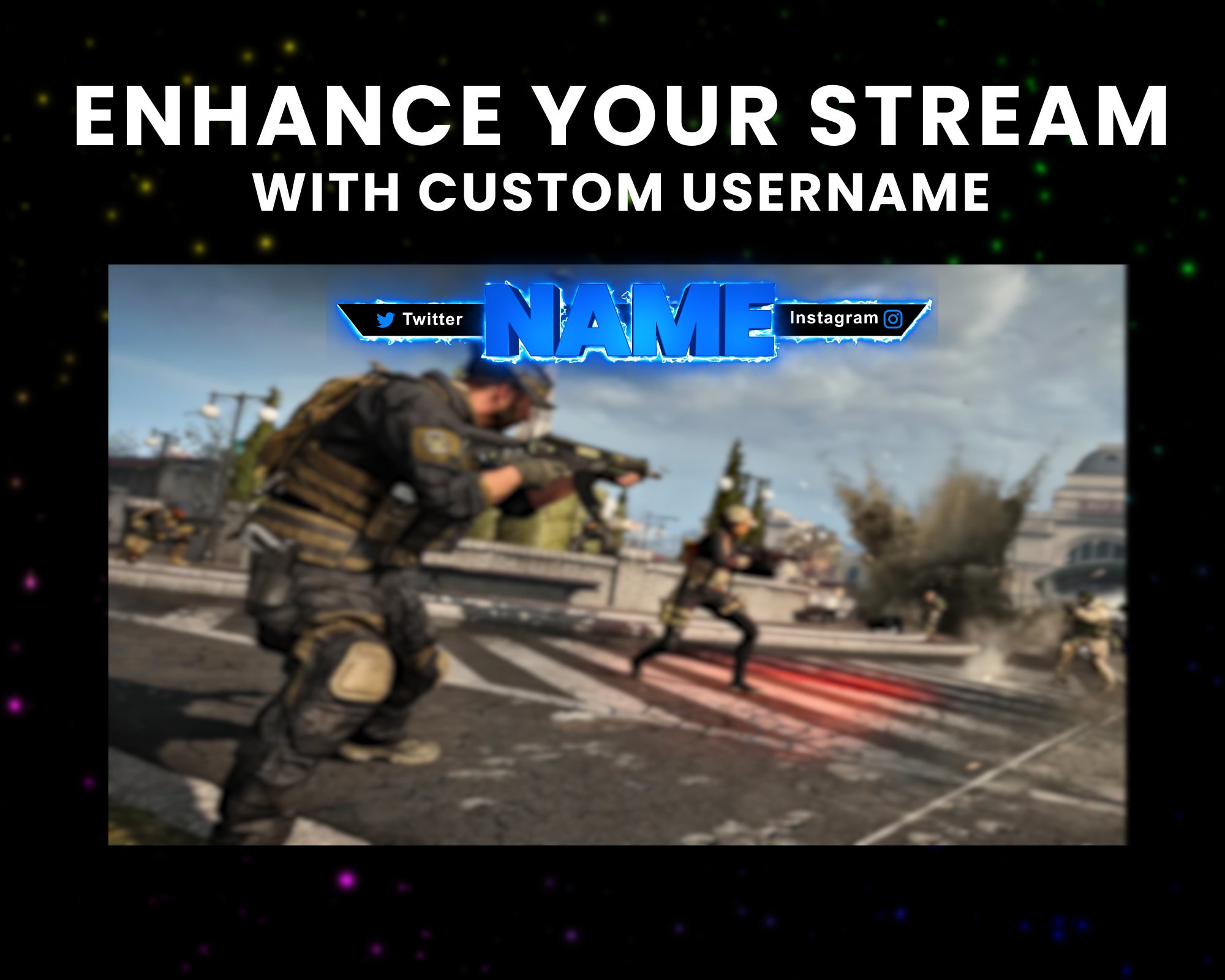 Twitch Custom Animated Username With Socials, Neon Custom Name, TIK TOK ...