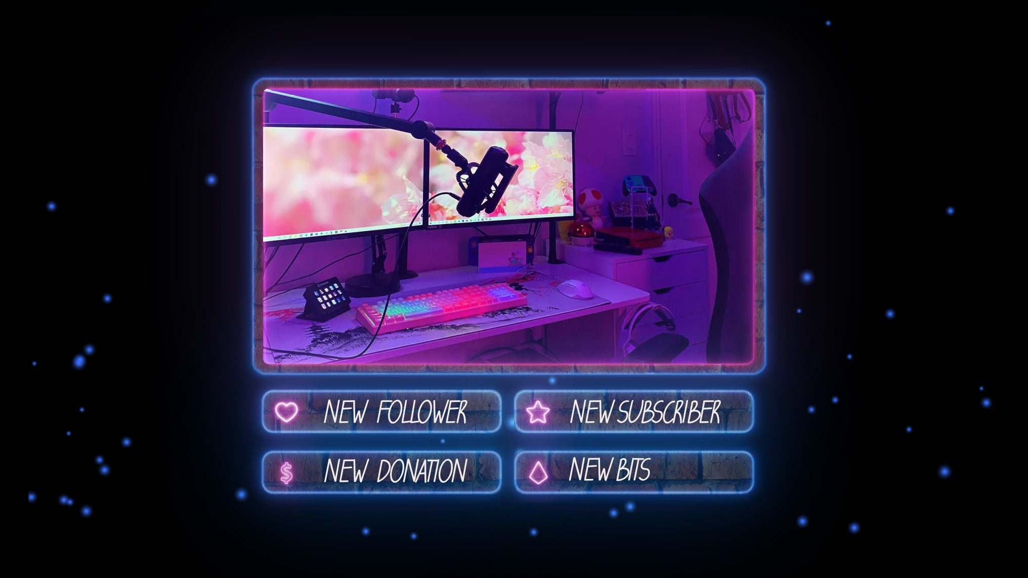 Twitch Neon Animated Overlay Blue and Pink Neon Stream - Etsy