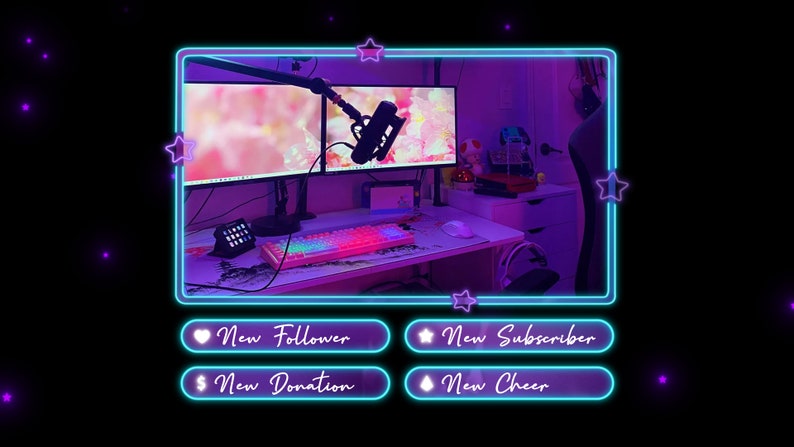 Neon Animated Twitch Overlay, Minimalistic Stream Overlay Pack ...